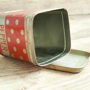 Red Polka Dot Tin Box / Pepper Box / Vintage Metal Container / Dot Tin ...