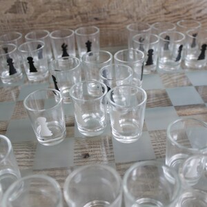 Glass Drinking Chess Set / Vintage Shot Glass Chess Set With Glass ...