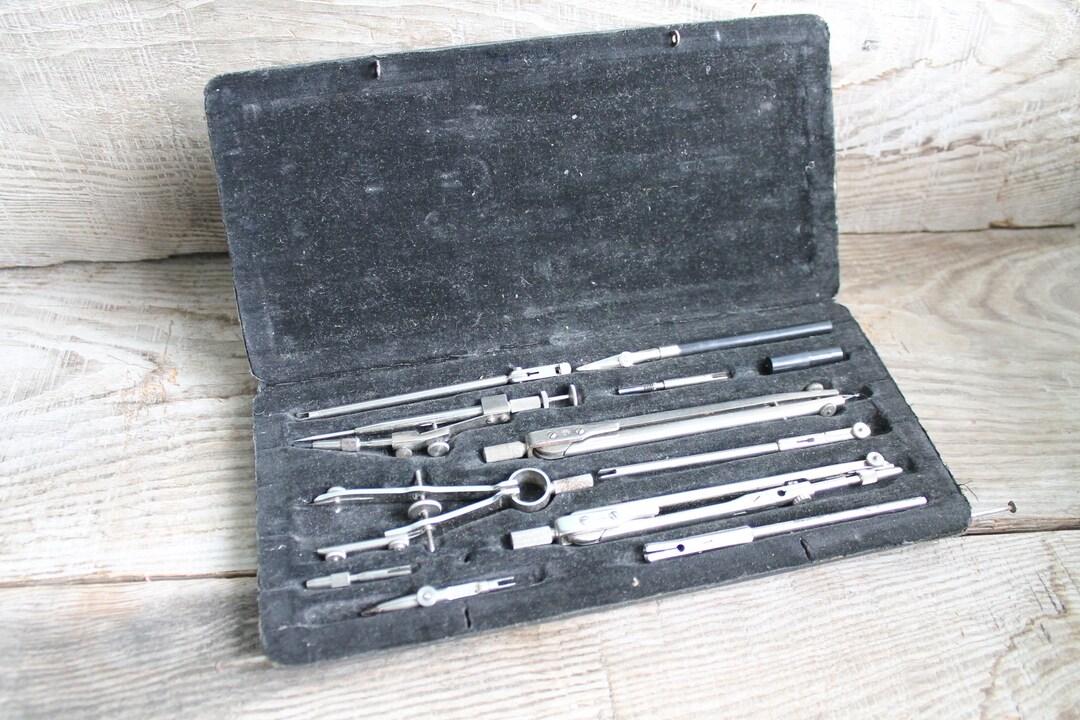 Drawing Compass, Vintage Set of Drawing Instruments / 10 X 4.3 ...