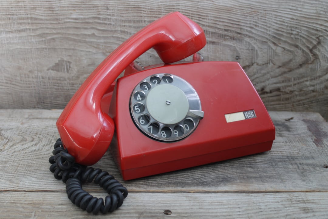 Vintage Red Rotary Desk Phone: Telkom Teleza, Made in Poland - Etsy
