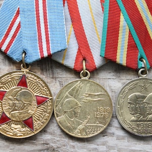 Vintage Military Medals Collectible Medals Set of 3 Vintage Soviet USSR ...
