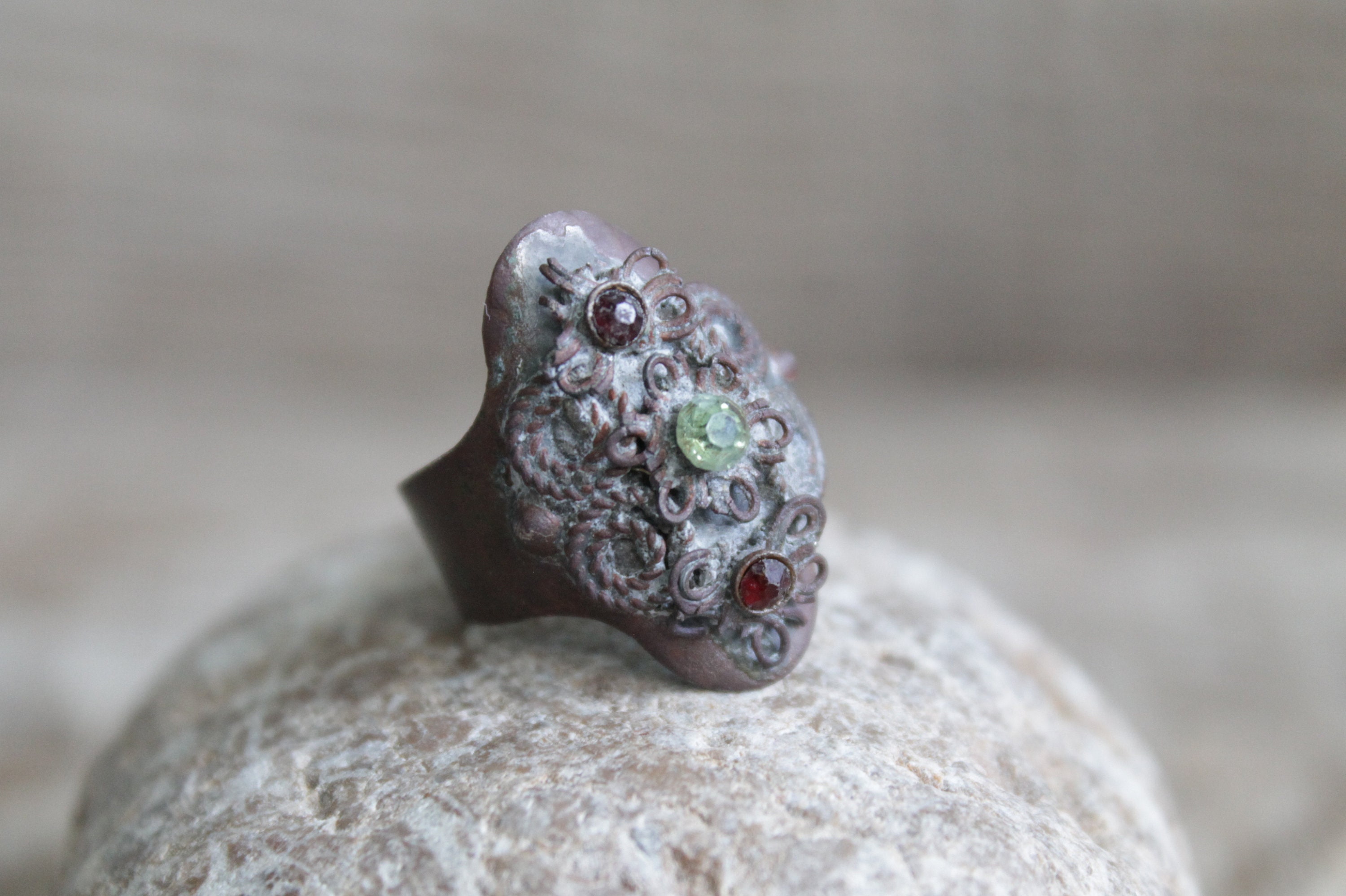 Antiker Ring mit 3 Steinen 175mm 75 N Schmuck | Etsy