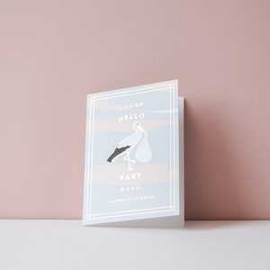 Hello Baby Card | New Baby Card | Letterpress Baby Card | Pink and Gold ...