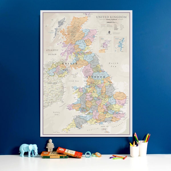 Wall Poster Map Uk - Etsy