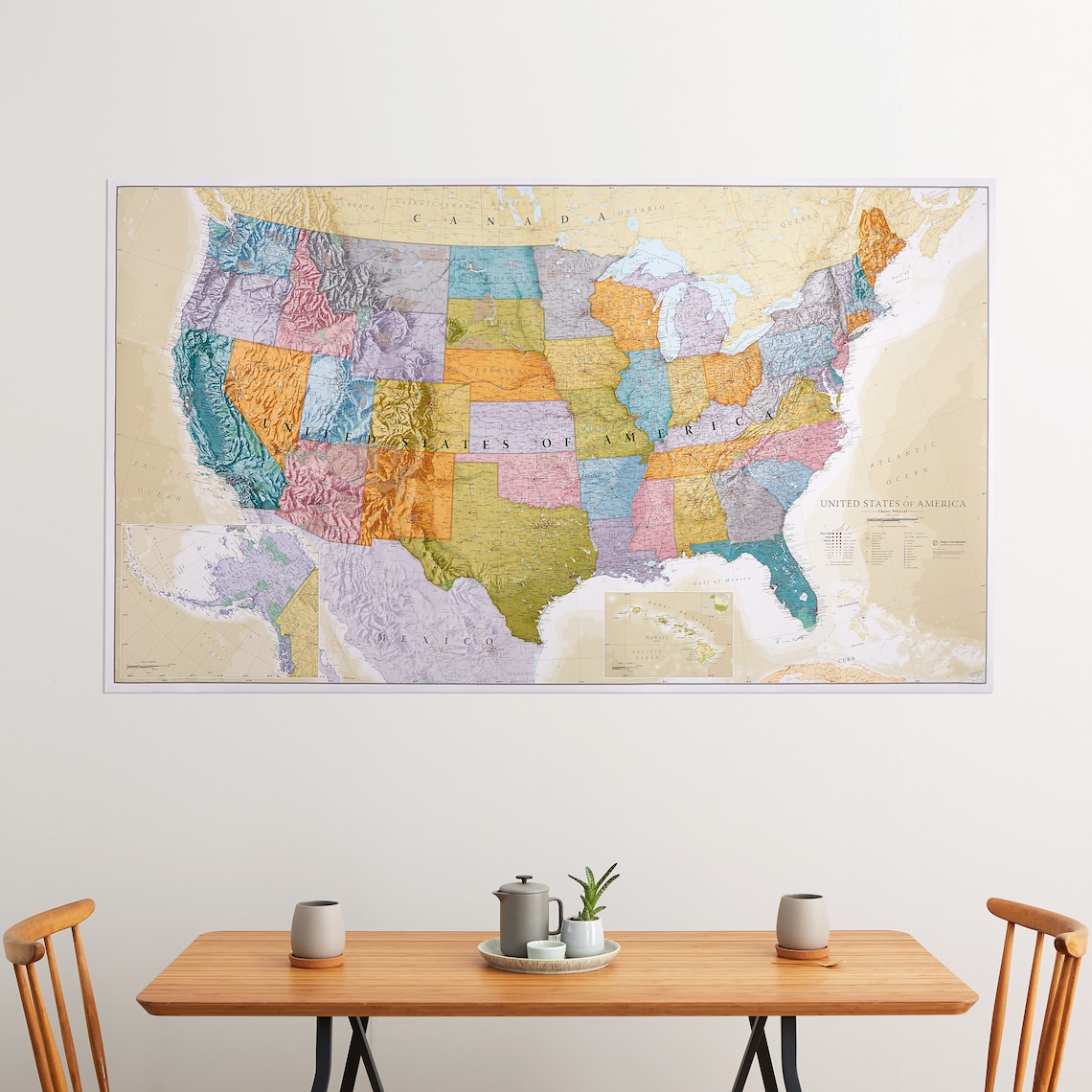 XXL Classic USA Wall Map Map of the USA Poster Front | Etsy