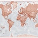 Red Map of the World Art Print - Gift, Large World Map, Home, Living ...