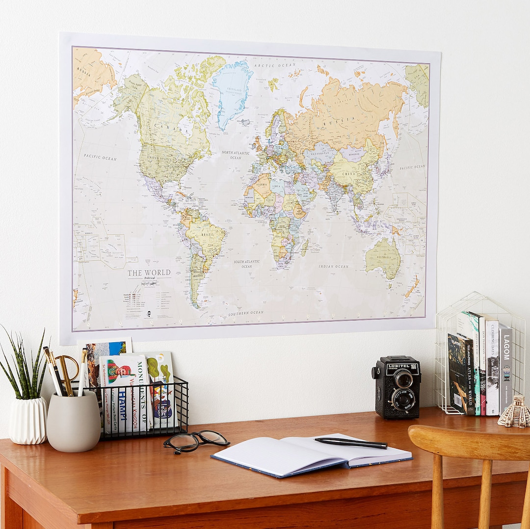 Classic World Map Home Decor, Living Room, Bedroom, Wall Art, Vintage ...