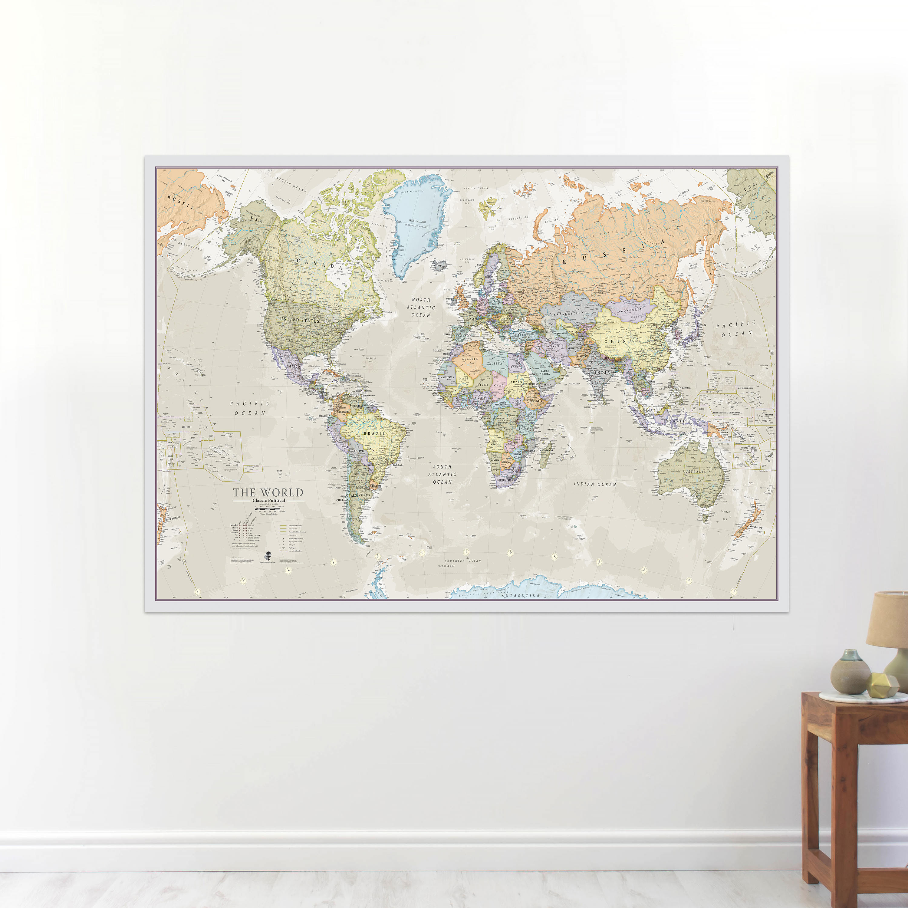Classic World Map Home Decor Living Room Bedroom Wall | Etsy