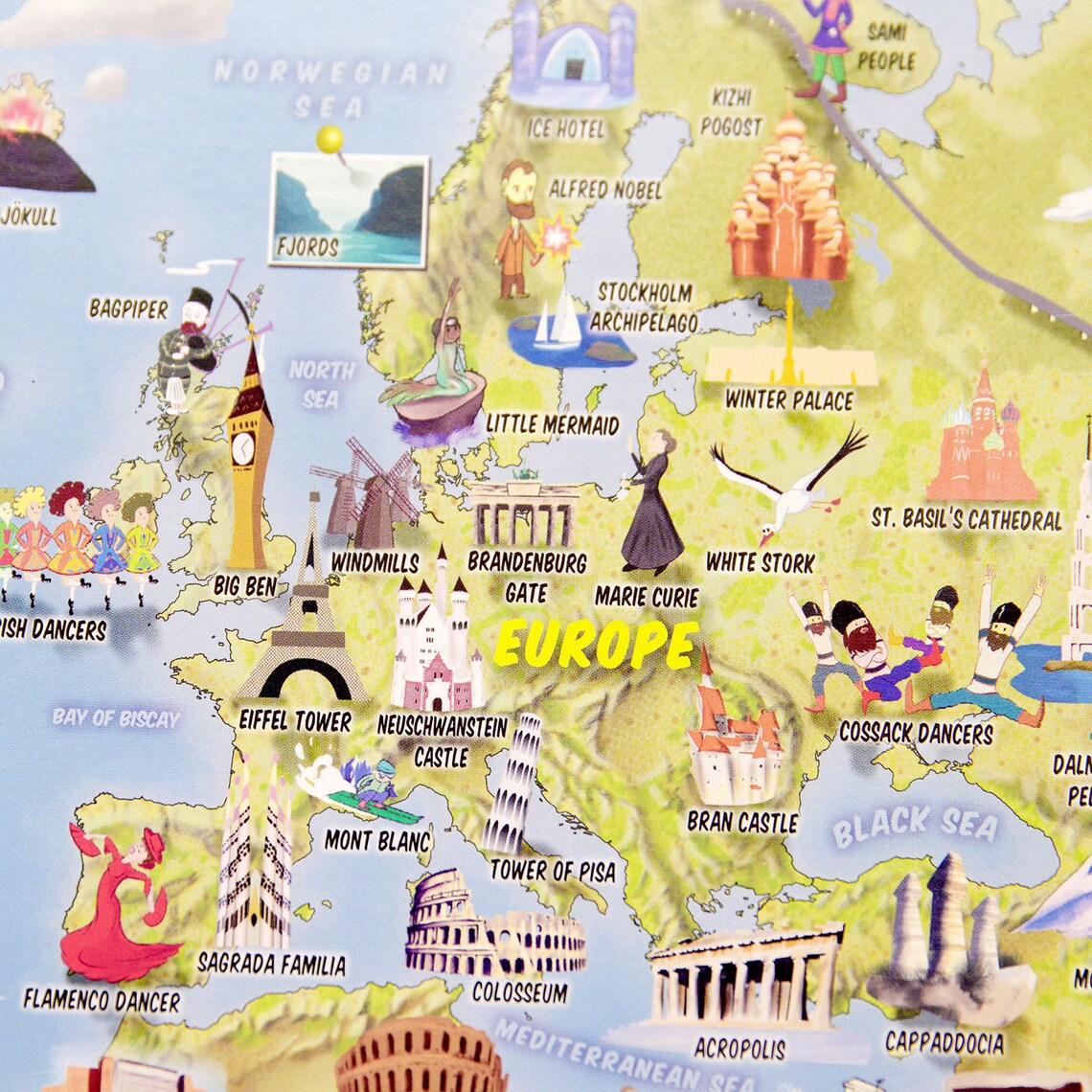 Kids Cartoon Map of the World Silk Art Paper Home Decor - Etsy