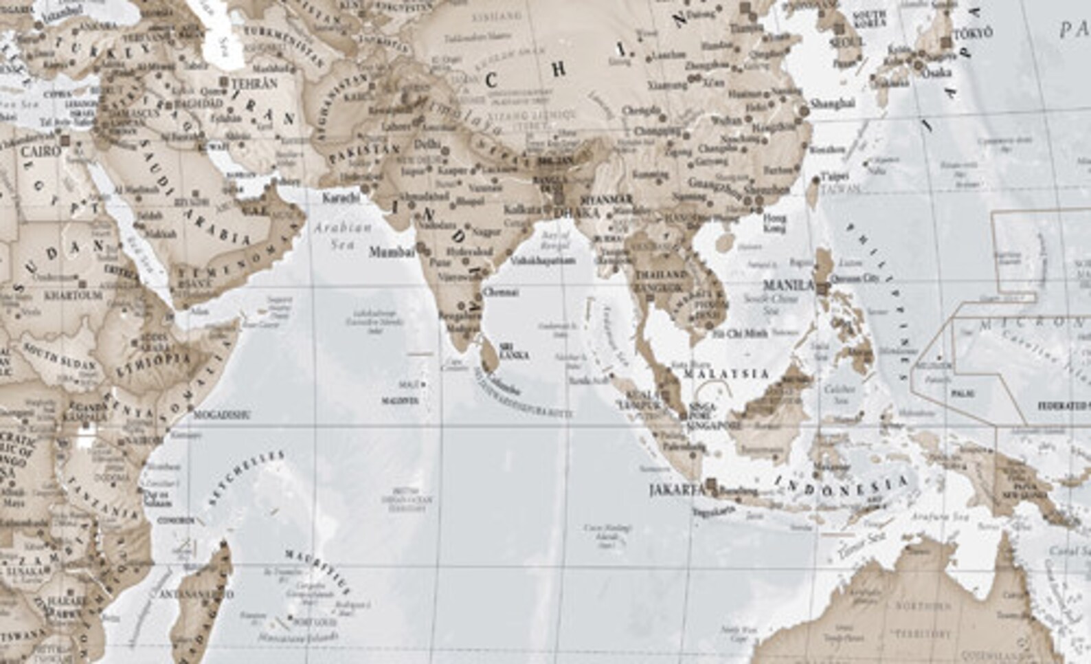 Neutral Map of the World Art Print Home Decor Bedroom | Etsy