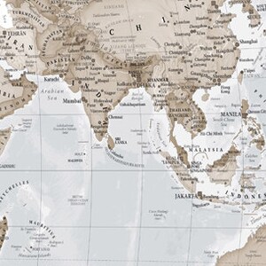 Neutral Map of the World Art Print - Home Decor, Bedroom, Gift, Living ...