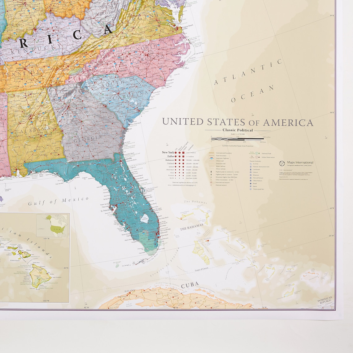 XXL Classic USA Wall Map Map of the USA Poster Front | Etsy