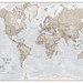 Neutral Map of the World Art Print Home Decor, Bedroom, Gift, Living ...