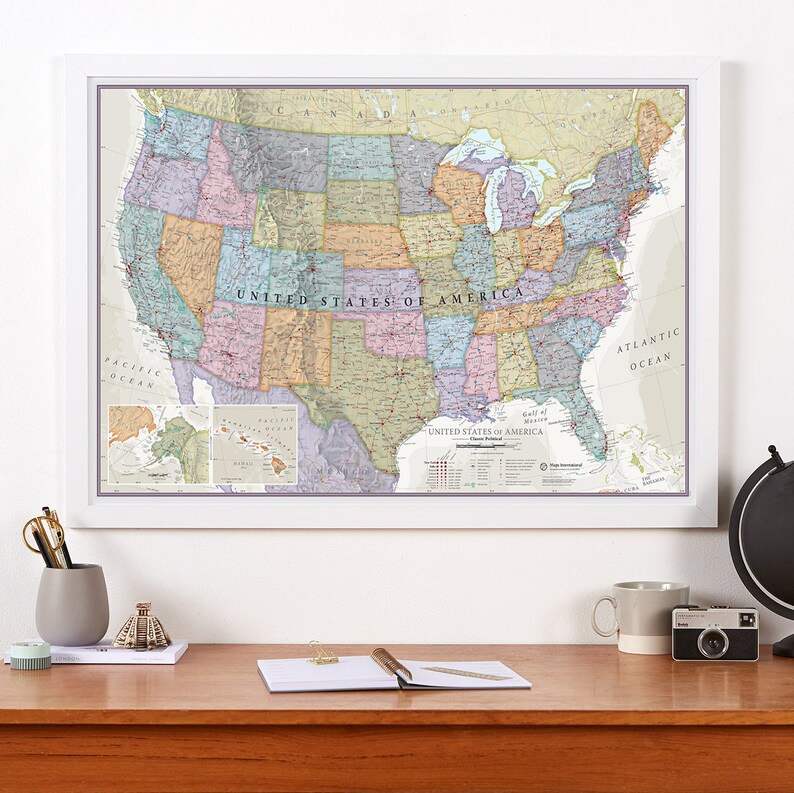 XXL Classic USA Wall Map Map of the USA Poster Front - Etsy