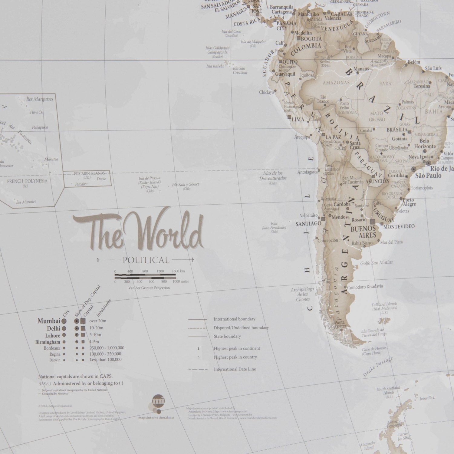 Neutral Map of the World Art Print Home Decor Bedroom | Etsy