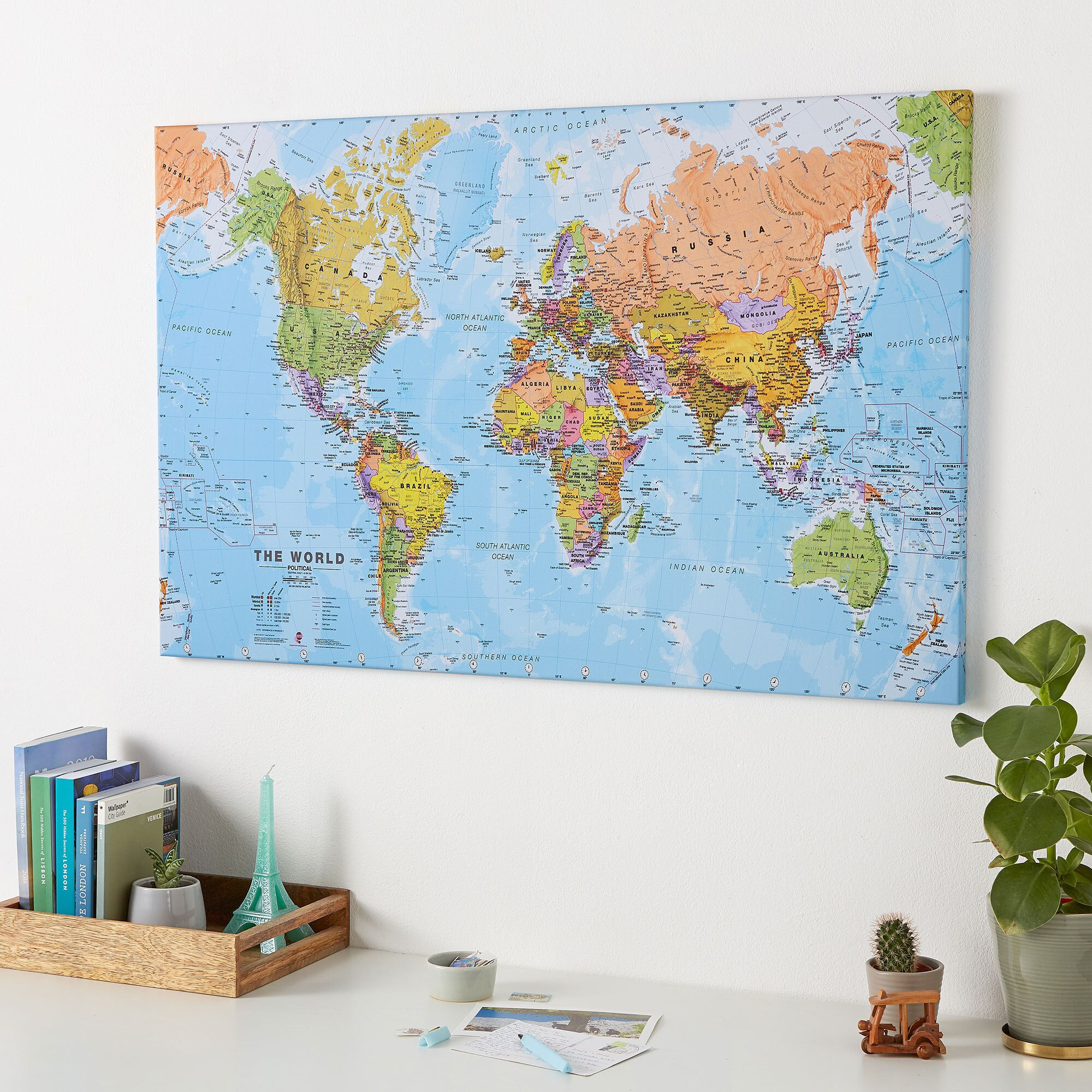 Push Pin World Map Canvas: Political Wall Art Decor - Etsy