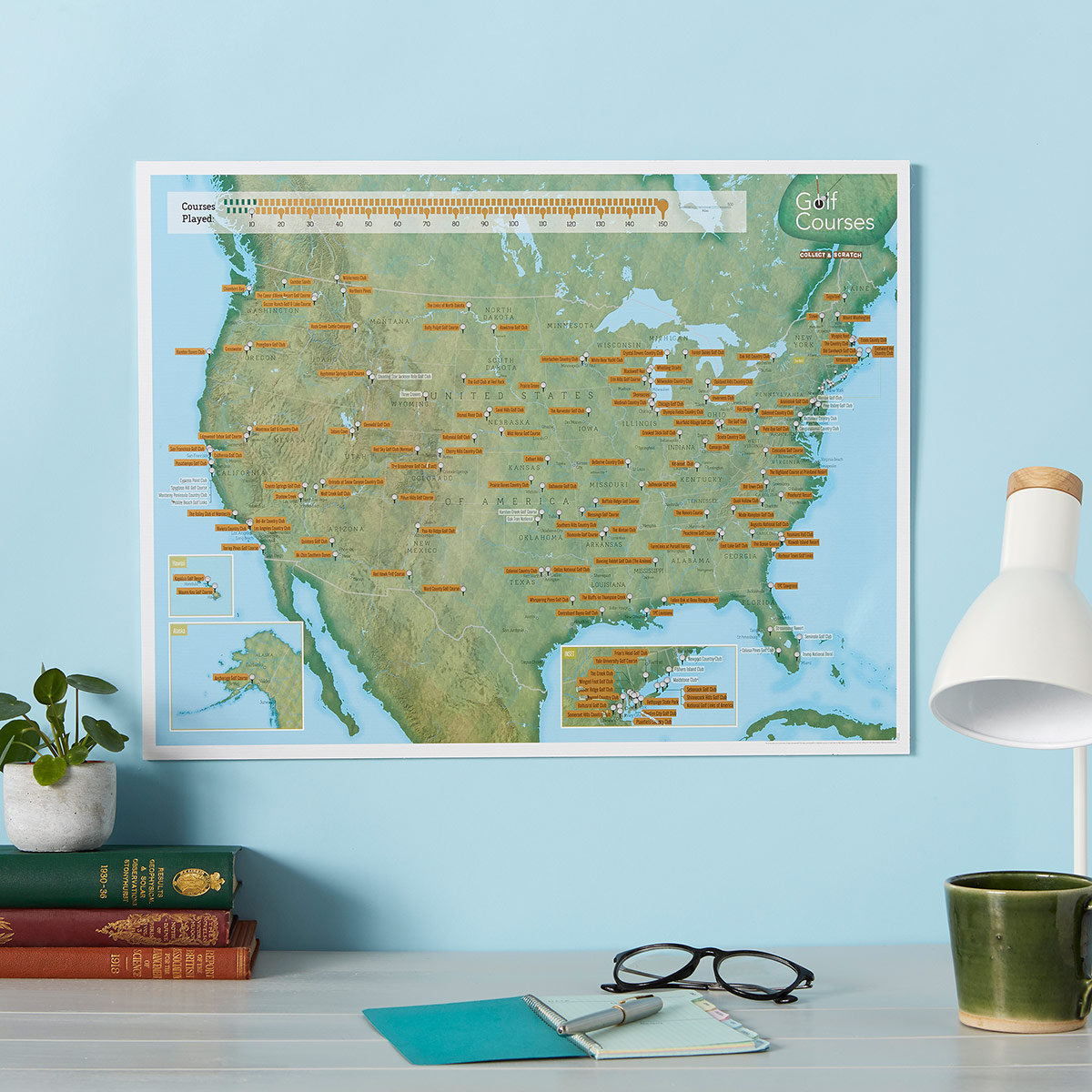 Scratch off USA Map Golf Poster - Gift for Him, Gift for Her, Travel ...