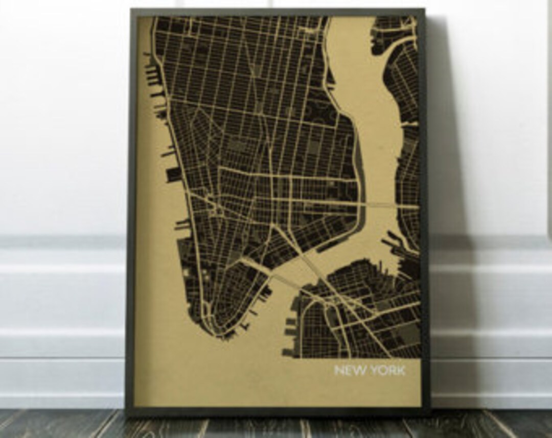 Framed New York City Street Map, Travel Print - City, Print, Gift, Wall ...