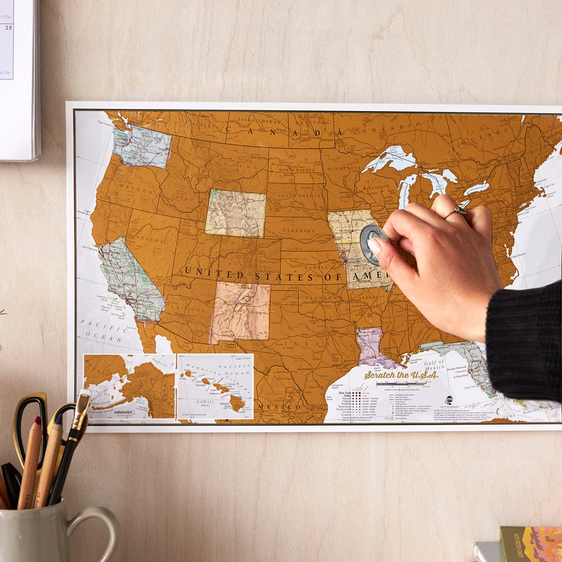 Scratch off Map of the World Poster + USA Scratch off Map -gift for Him ...