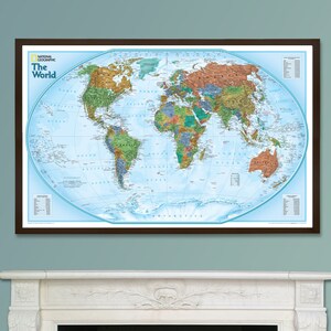 Giant Classic World Map Mural home decor push pin map | Etsy