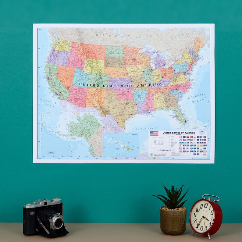 Political Map of the USA - Laminated - 36 X 48 Inches - Road Trip ...