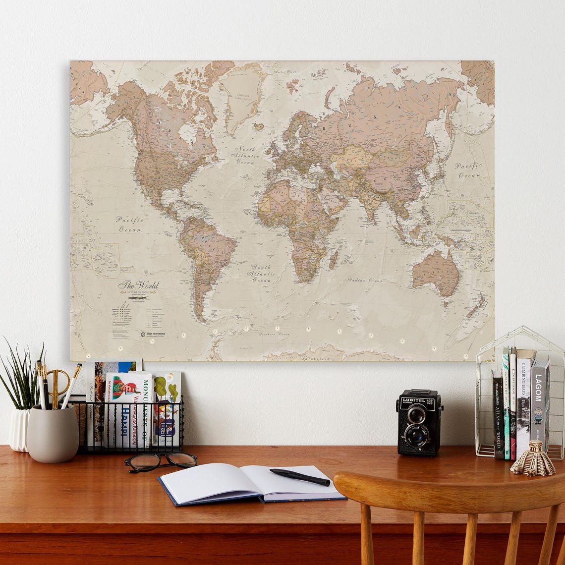 Antique Style World Map Canvas: Push Pin Travel Wall Art - Etsy