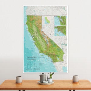 California Wall Map Poster - Front Sheet Laminated - 17 X 22 Inches - Etsy