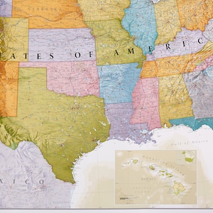 XXL Classic USA Wall Map - Map of the USA Poster - Front Lamination ...