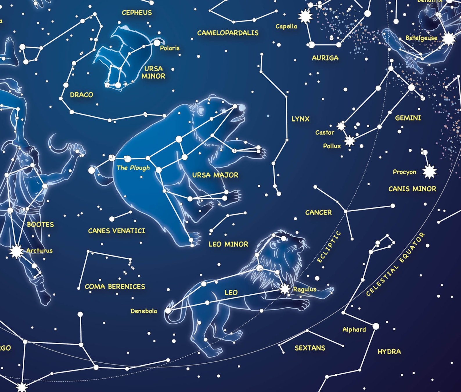 Glow in the Dark Star Map - Gift, Children, Bedroom, Illustrated Map ...