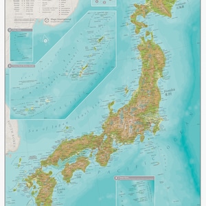 Japan Wall Map Poster - Laminated - 17 X 22 Inches - Etsy