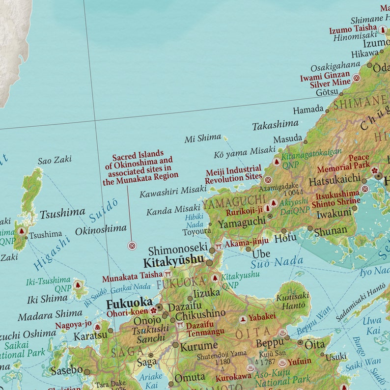 Japan Wall Map Poster - Laminated - 17 X 22 Inches - Etsy