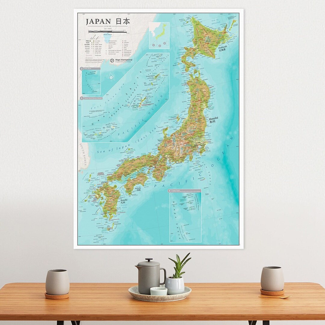 Japan Wall Map Poster - Laminated - 17 X 22 Inches - Etsy