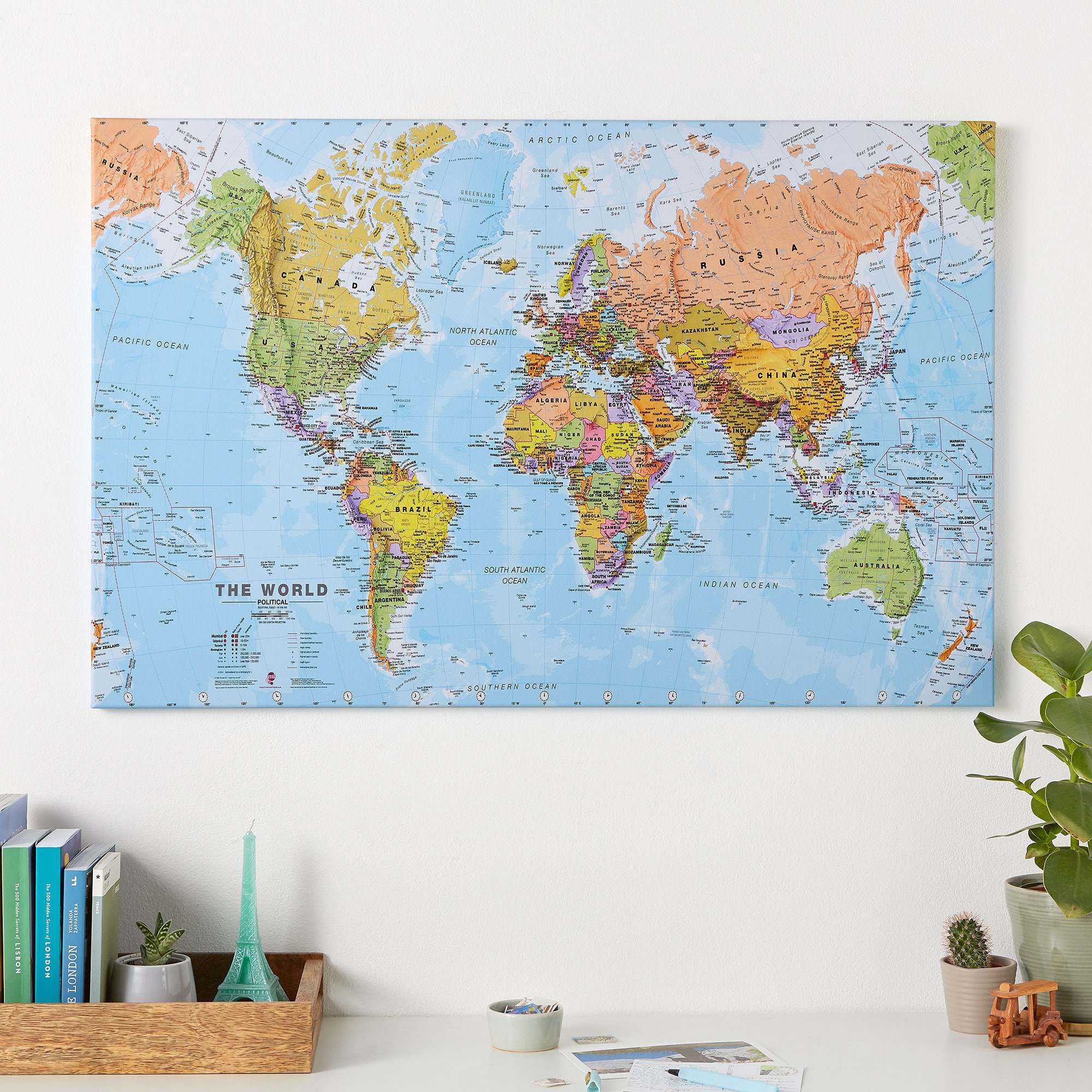 Push Pin World Map Canvas: Political Wall Art Decor - Etsy