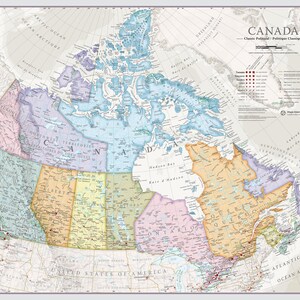 Canada Wall Map: Classic Laminated Political Travel Map - Etsy