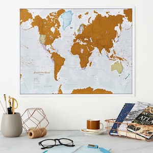 Scratch off Map of the World Poster + USA Scratch off Map -gift for Him ...