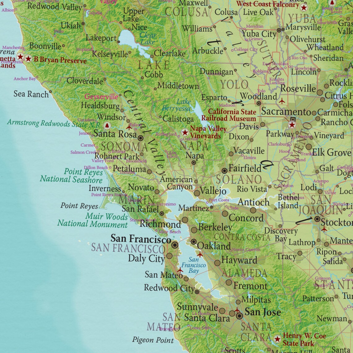 California Wall Map Poster - Front Sheet Laminated - 17 X 22 Inches - Etsy