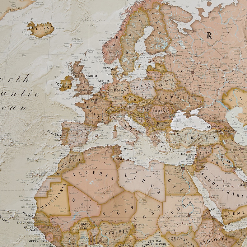 Antique Style World Map Canvas: Push Pin Travel Wall Art - Etsy