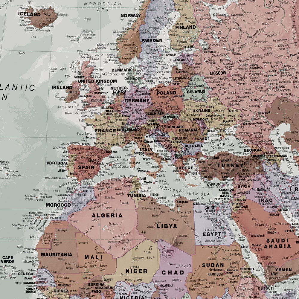 Executive Map of the World Wall Hanging Map Home Decor | Etsy