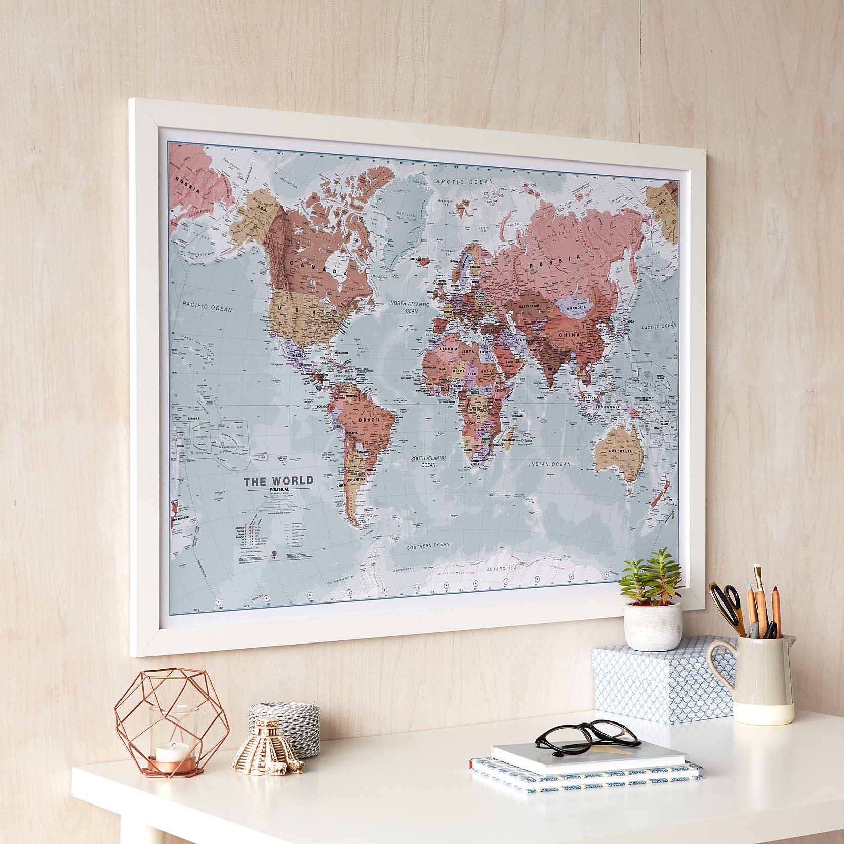 Executive Map of the World - Wall Hanging, Map, Home Decor, Push Pin ...