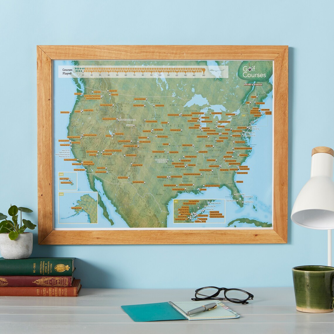Scratch off USA Map Golf Poster - Gift for Him, Gift for Her, Travel ...