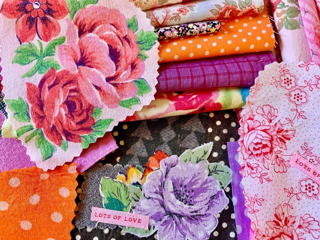 Vintage Fabric Pieces,sewing,stitching,slow Sewing,sewing Projects,card ...