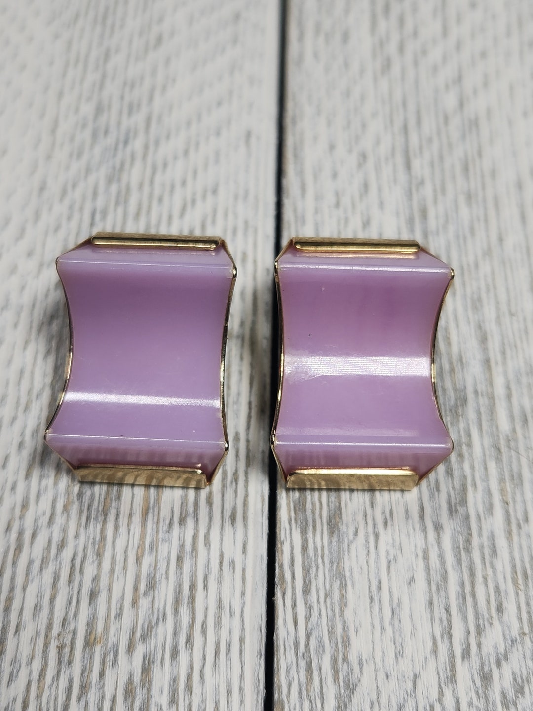 Purple Plastic Concave Retro Clip-on Earrings - Etsy