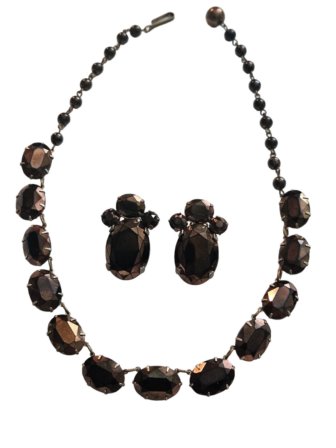 Copper Sheen Vintage Necklace & Clip-on Earrings Set - Etsy