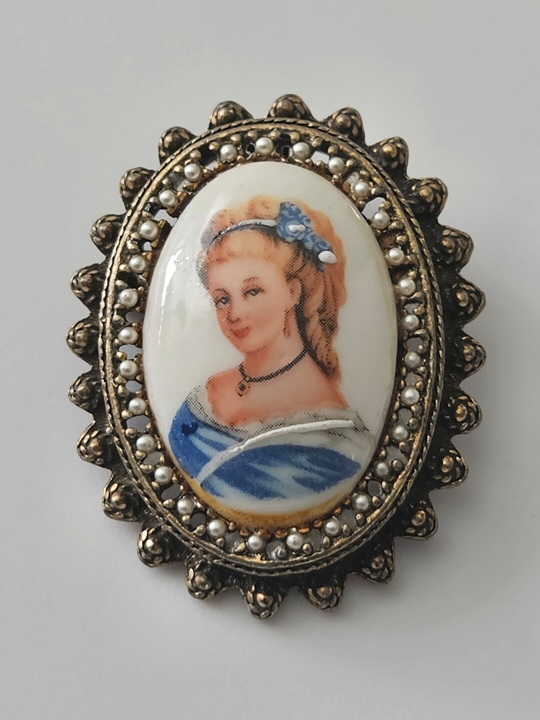 Vintage Limoges Colonial Lady Brooch With Painted Accents Pendant - Etsy