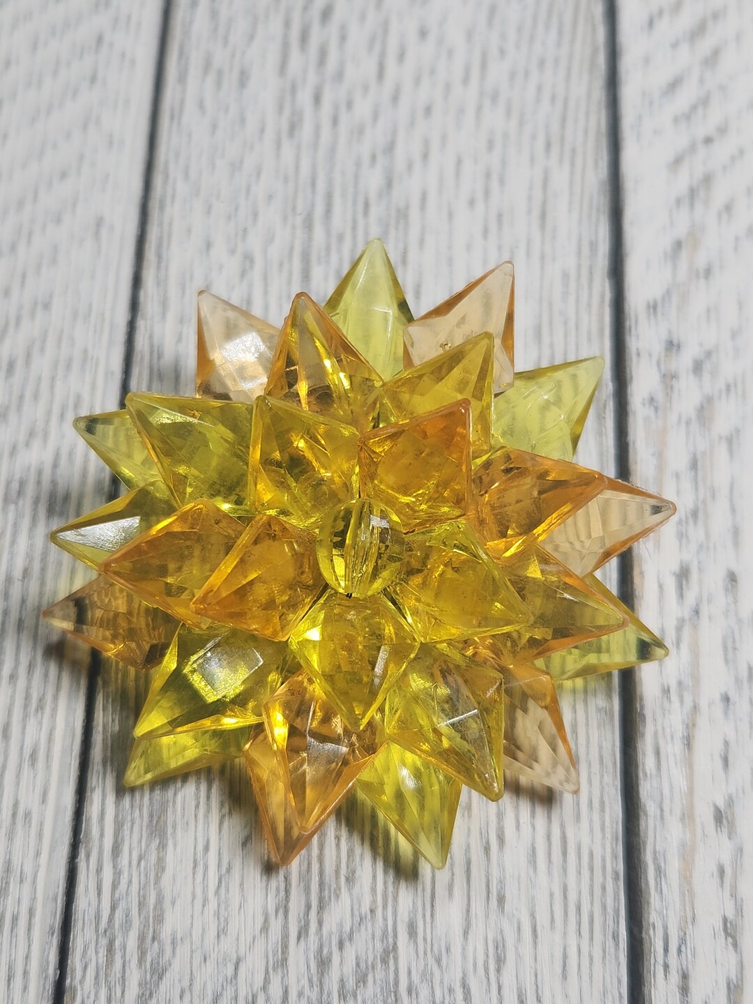 Hong Kong Fun Plastic Yellows Dimensional Pointy Petal Brooch - Etsy