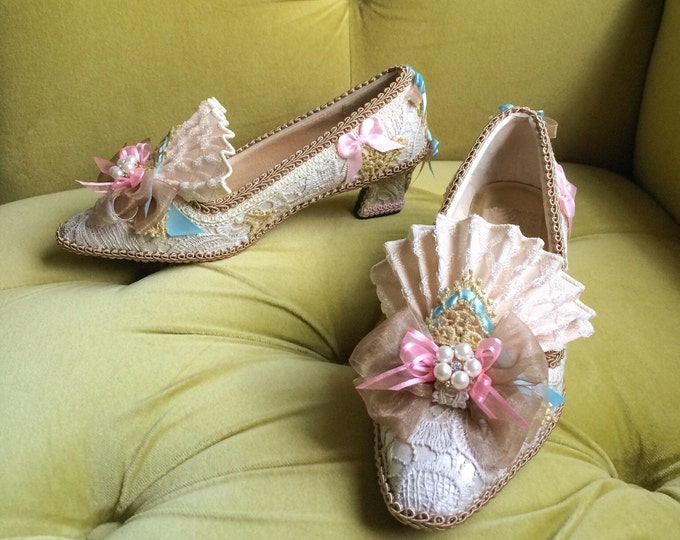 Marie Antoinette Costume Shoes Rococo Baroque Fashion Fantasy Pink Blue ...