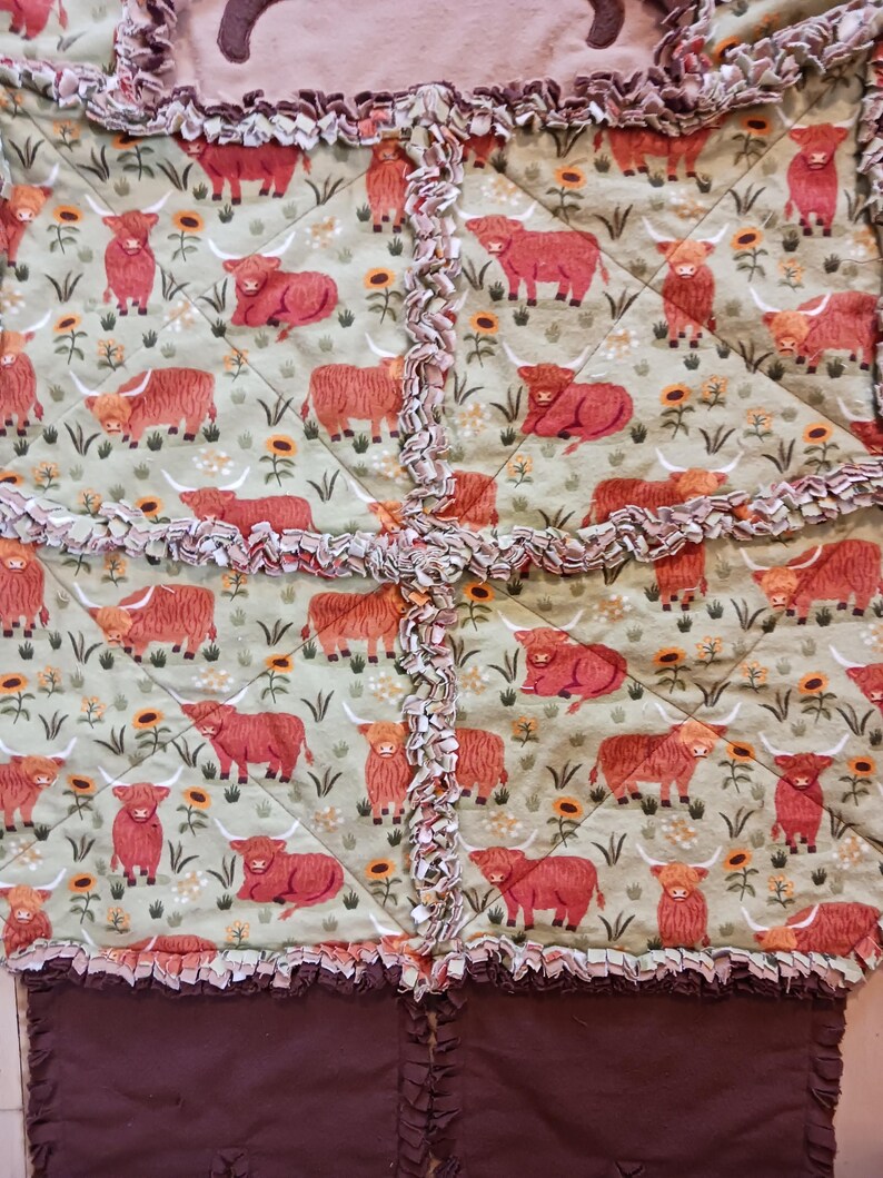 NEW - SUNNY the Highland Cow Rag Quilt RTS - Free Shipping - Etsy