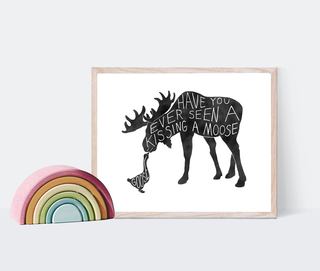 Lyric Art Raffi Goose Kissing a Moose Nursery Wall Art - Etsy