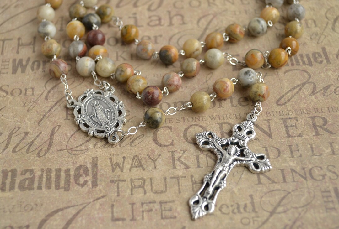Catholic Rosary/gemstone Rosary/catholic Gifts/miraculous Medal ...