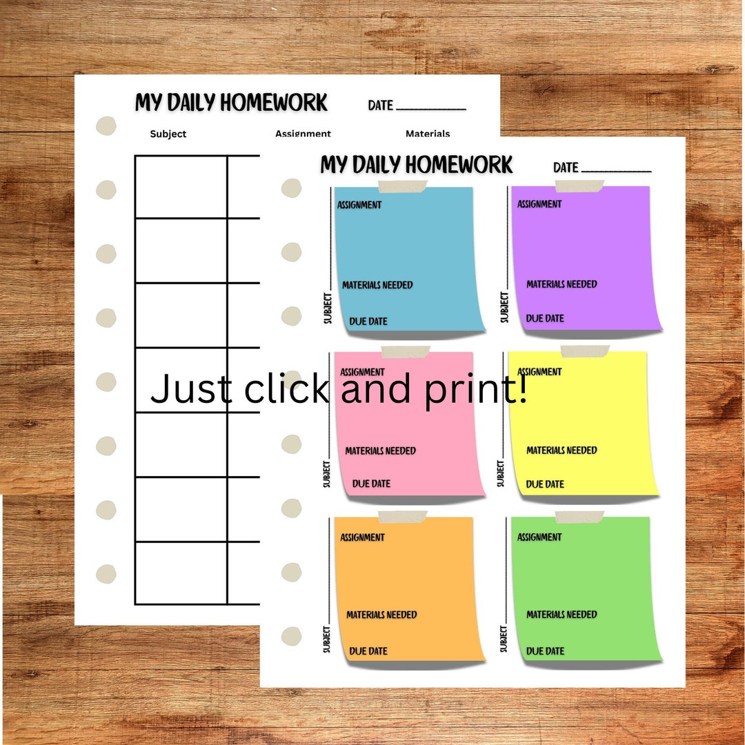Homework Planner Bundle | Tracker | Printable | Digital Download | TWO ...